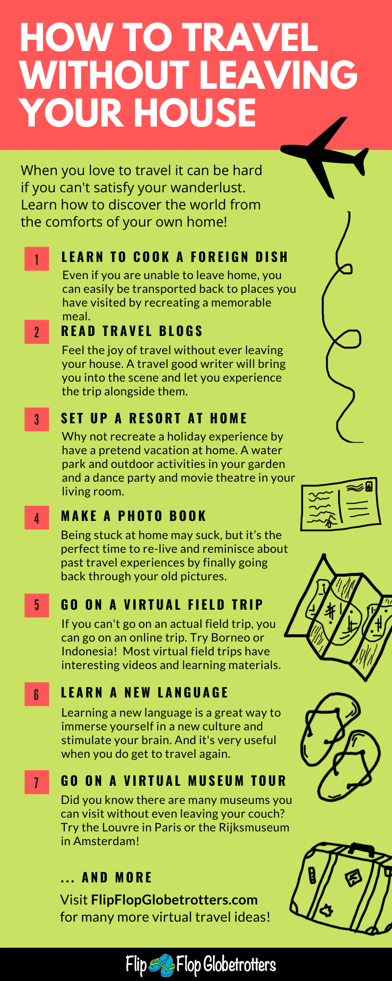 24 ways to travel without leaving home • FlipFlopGlobetrotters.com
